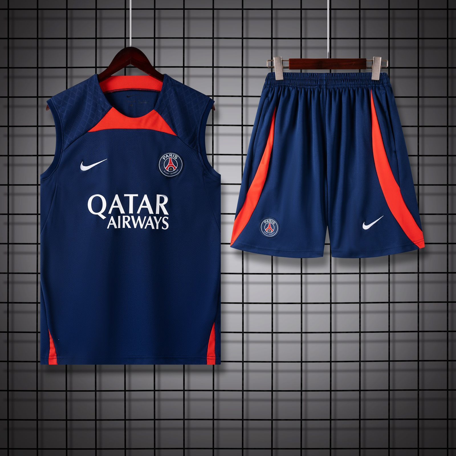 PSG Blue Sleeveless Football Jersey with shorts - COPYCATZ